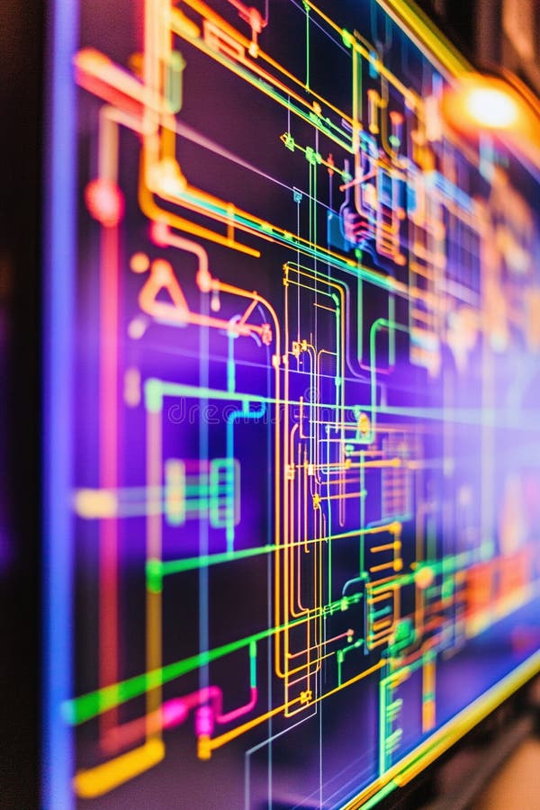 Computer Screen Showing a CAD Schematic of Energy Flow in a Smart Grid ...