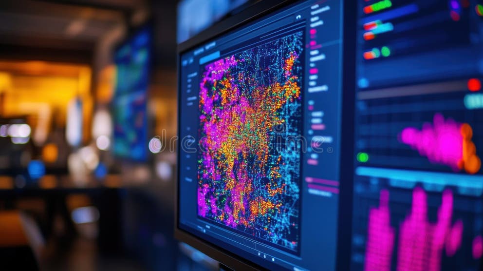 Computer Screen Showing Colorful Data Visualization in a Modern ...