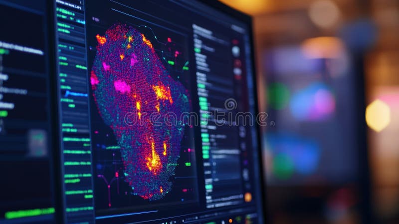 Computer Screen Showing Colorful Particle Simulation and Code ...