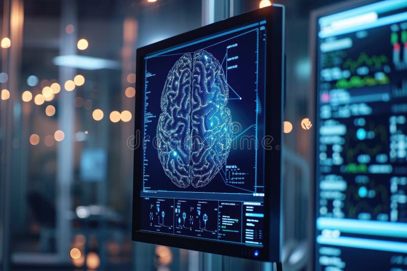 A Computer Screen Showing a Detailed Illustration of a Brain ...