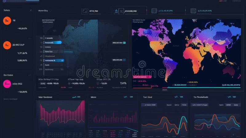 World Map Displayed on Computer Screen Stock Image - Image of oceans ...