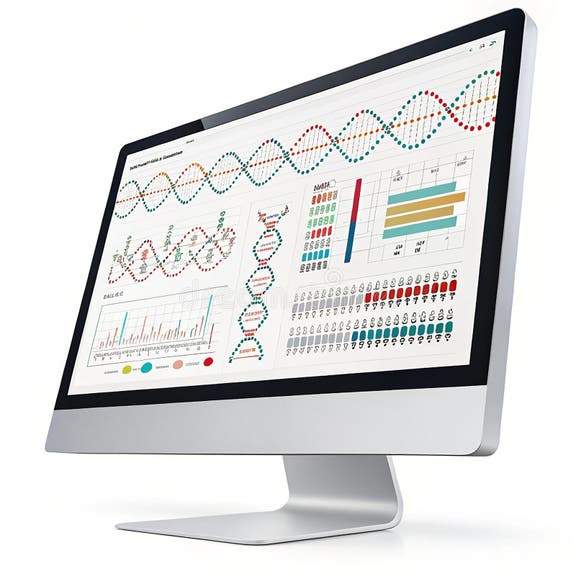 Computer Screen Showing DNA Sequencing Chart Stock Illustration ...