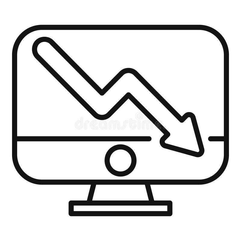 Computer Screen Showing Graph Going Down Icon Stock Illustration ...
