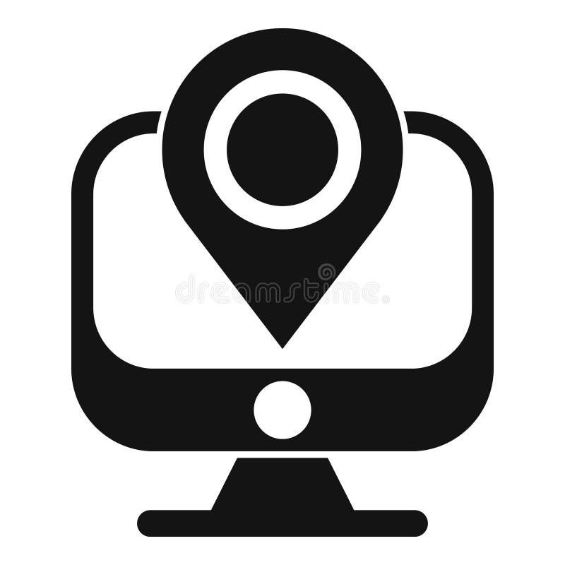 Computer Screen Showing Location Pin Icon Stock Vector - Illustration ...