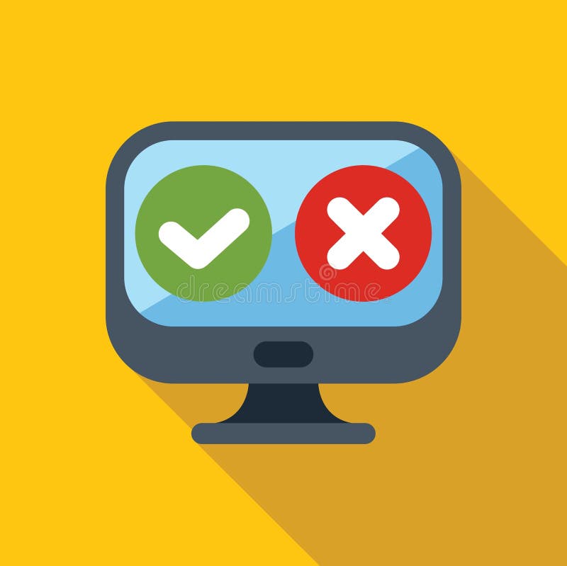 Computer Screen Showing Right and Wrong Choices Buttons for Deciding ...