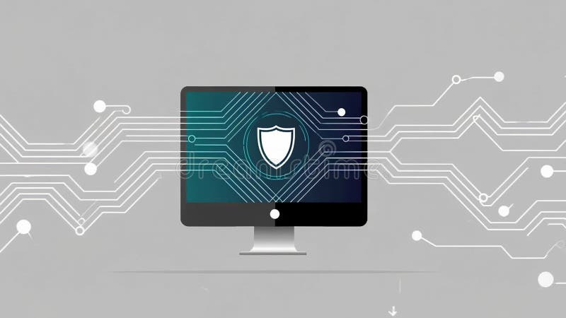 Computer Screen Showing Security Shield Icon with Circuit Lines Animation Stock Video - Video of ...