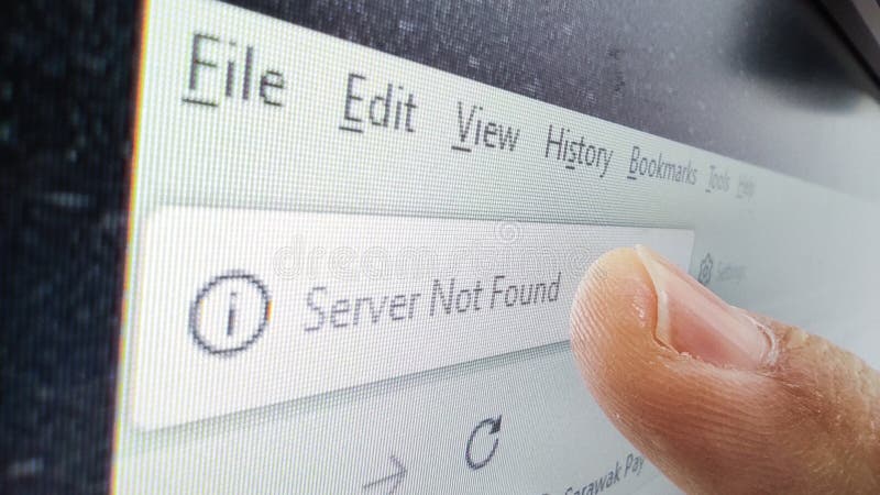 Computer Screen Showing System Down. Finger Pointing at Browser Stock ...