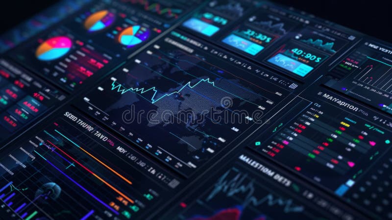 Computer Screen Displaying Multiple Graphs Stock Photo - Image of information, graphs: 319587552