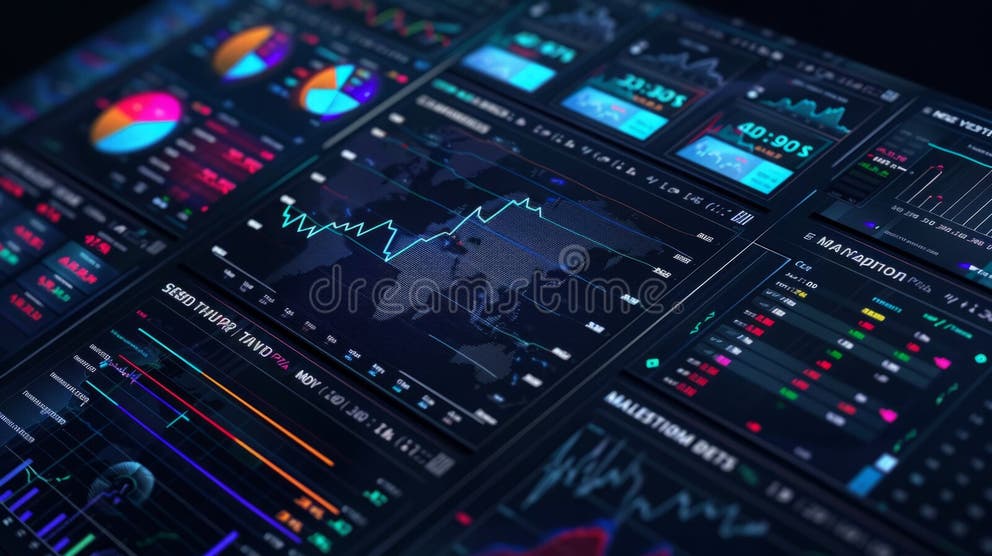 Computer Screen Displaying Multiple Graphs Stock Photo - Image of ...