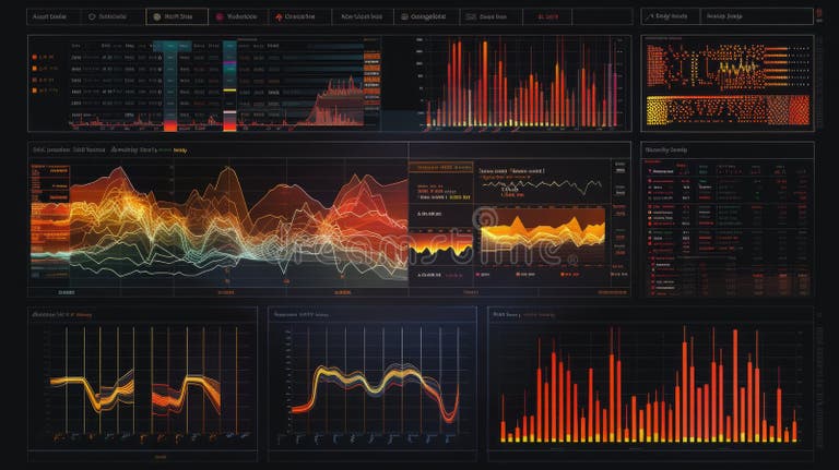 Computer Screen Showing Various Graphs Stock Photo - Image of comparison, technology: 320204364