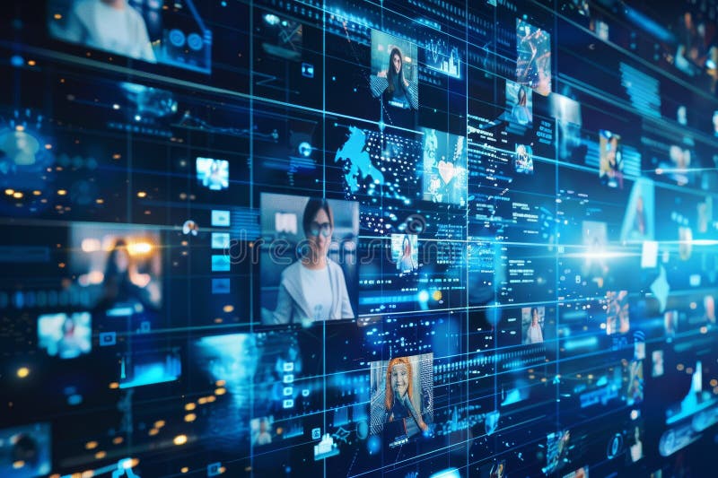 Computer Screen Showing Various Images in a Digital Platform Setup for ...