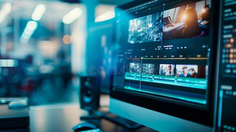Computer Screen Showing Video Clips Being Arranged and Edited in a ...