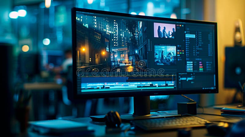 Computer Screen Showing Video Clips Being Arranged and Edited in a ...