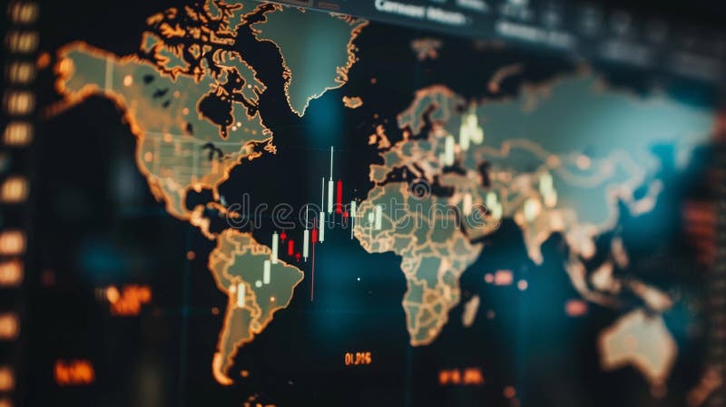 Computer Screen Showing World Map Stock Photo - Image of regions ...