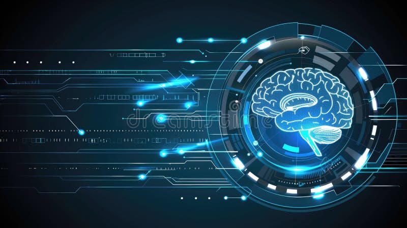 A Computer Screen Shows a Brain with a Blue Background Stock Photo ...