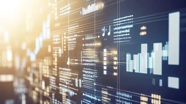 A Computer Screen Shows a Bunch of Numbers and Lines Stock Illustration ...