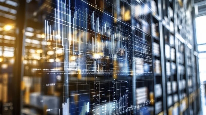 A Computer Screen Shows a Bunch of Numbers and Lines Stock Illustration ...