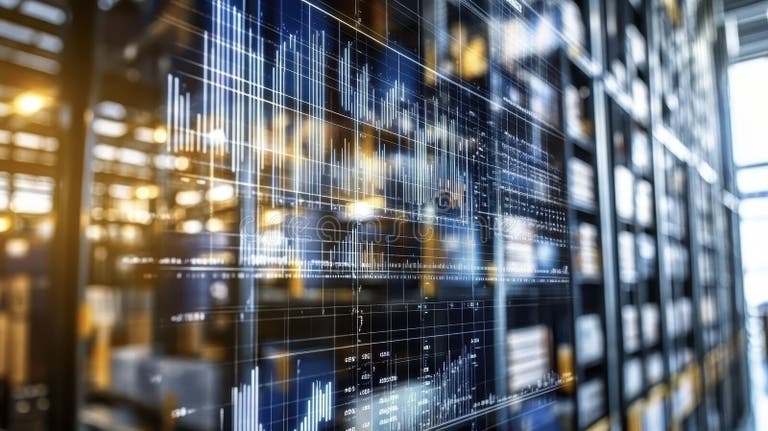 A Computer Screen Shows a Bunch of Numbers and Lines Stock Illustration ...