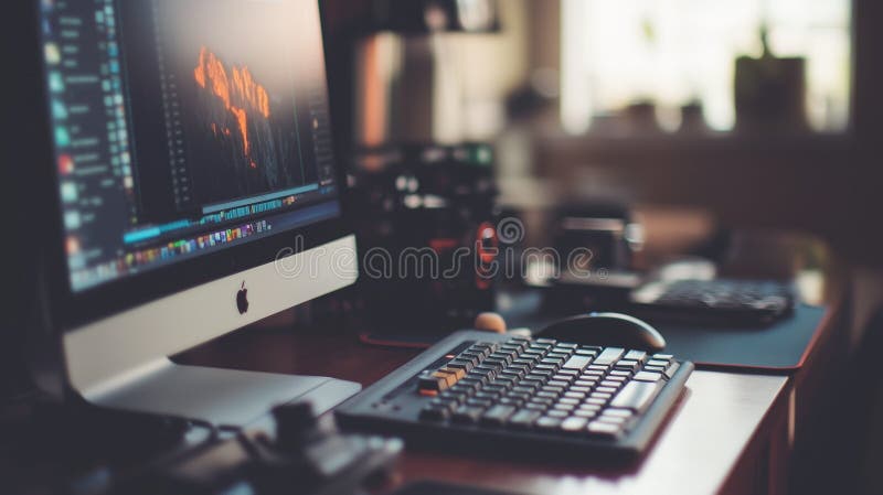 Computer Screen Displays Editing Software with Keyboard and Mouse ...