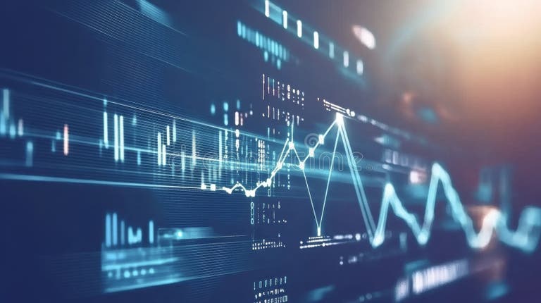 A Computer Screen Shows a Graph with a Downward Trend Stock ...