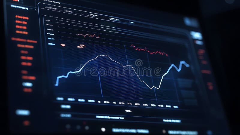 A Computer Screen Shows a Graph with a Downward Trend Stock Photo ...