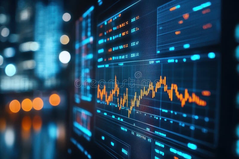 A Computer Screen Shows a Graph of Stock Prices Stock Photo - Image of ...