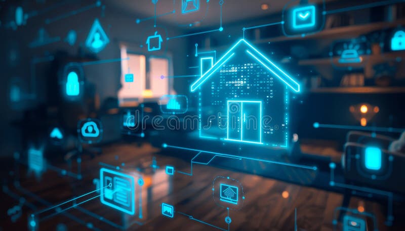 A Computer Screen Shows a House with a Blue House Icon by AI Generated ...