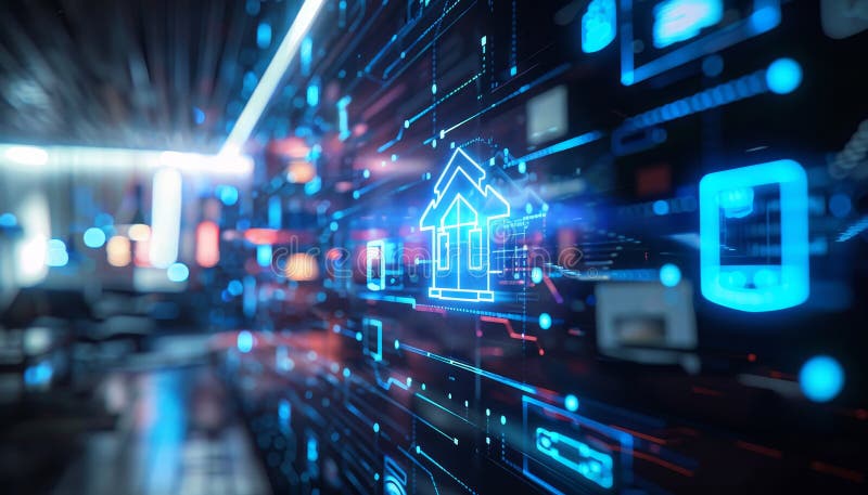 A Computer Screen Shows a House with a Blue House Icon by AI Generated ...