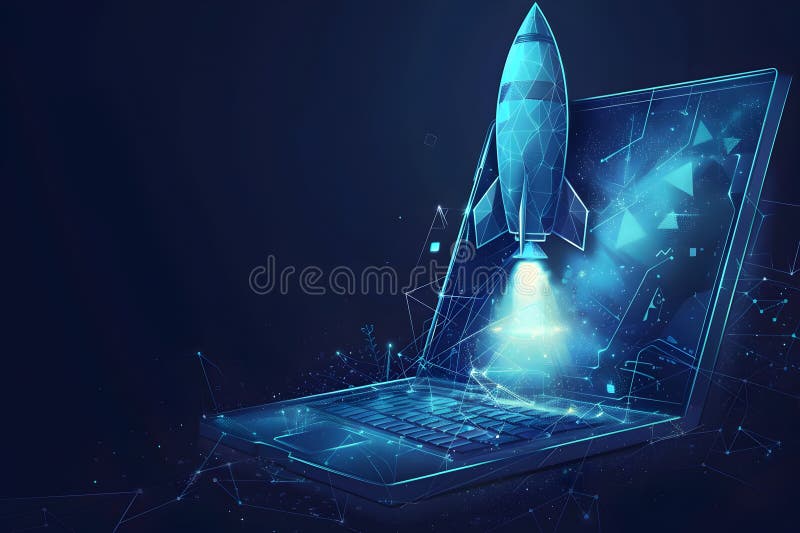 A Computer Screen Shows a Rocket Launching into Space Generated by AI ...