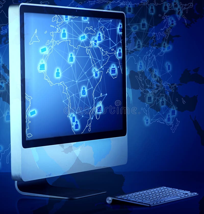 Computer Screen in Social Media Concept Stock Image - Image of cloud ...