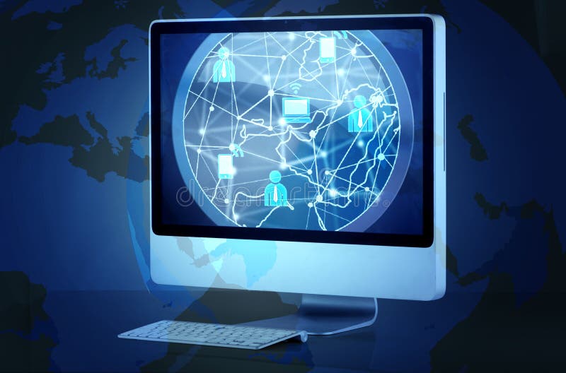 The Computer Screen in Social Media Concept Stock Illustration ...