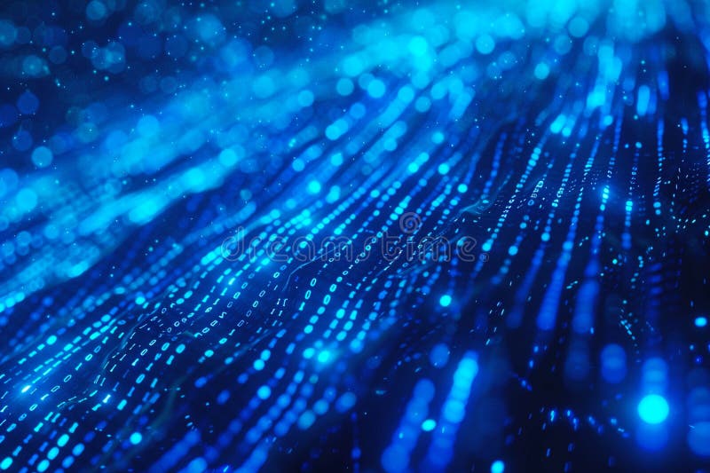 On the Computer Screen, a Striking Blue Binary Data Visualization ...