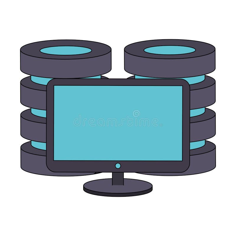 Server Towers Network Hardware Cartoon in Black and White Stock Vector ...