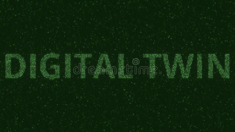 DIGITAL TWIN Text Made with Many Symbols on Computer Screen, 3d ...