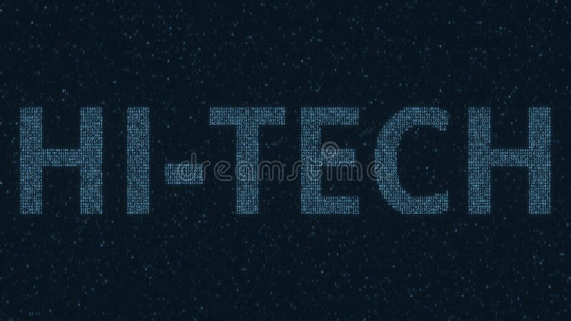HI-TECH Text Made with Many Symbols on Computer Screen, 3d Rendering ...