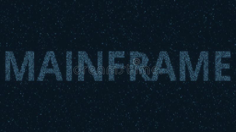 MAINFRAME Text Made with Many Symbols on Computer Screen, 3d Rendering ...
