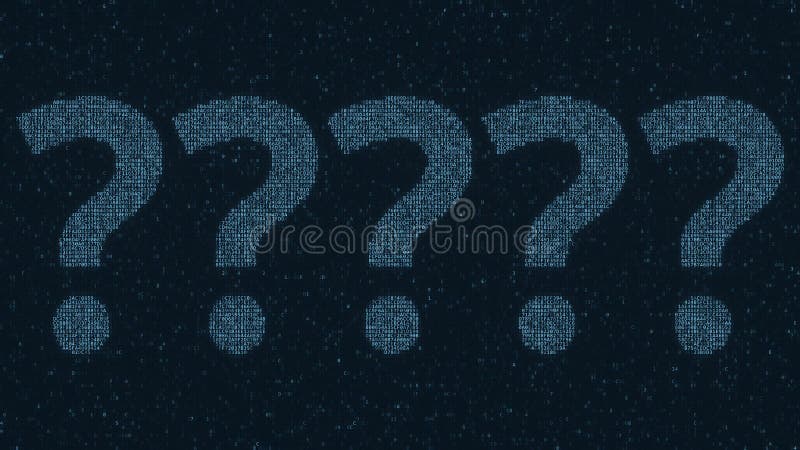 Question Marks Made with Many Symbols on Computer Screen, 3d Rendering ...