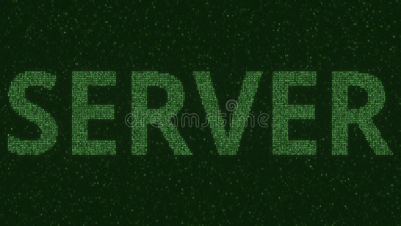 SERVER Text Consisting of Many Symbols on Computer Monitor. 3d ...