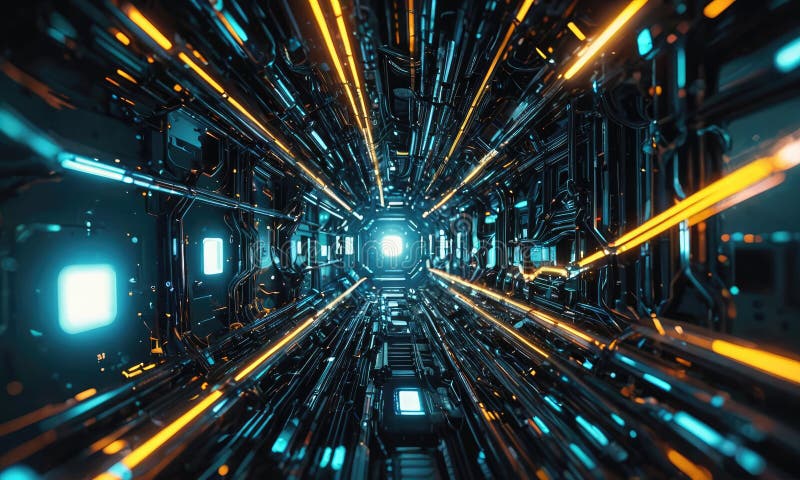 A Computer Screen with a Tunnel in the Middle of it. Stock Illustration ...