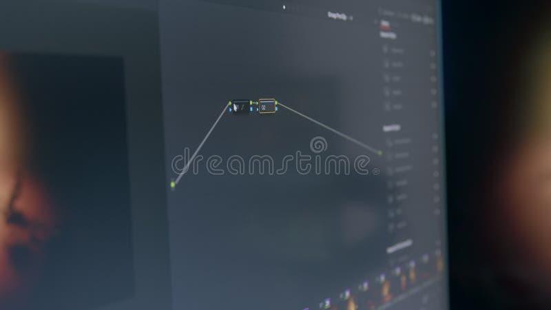 Computer Screen with Video Editor and Colorist Program. the Process of ...