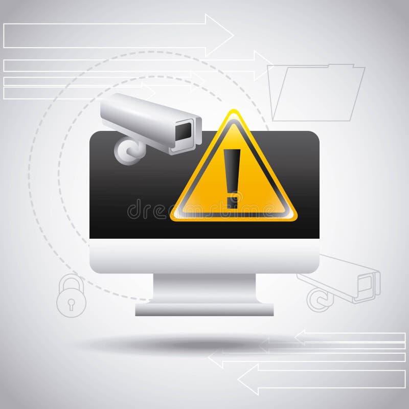 Computer Screen Warning Alert Surveillance Camera Stock Vector ...