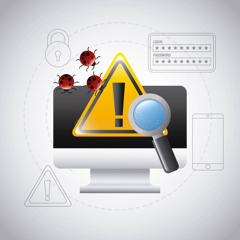 Computer Screen Warning Virus Search Technology Stock Vector ...