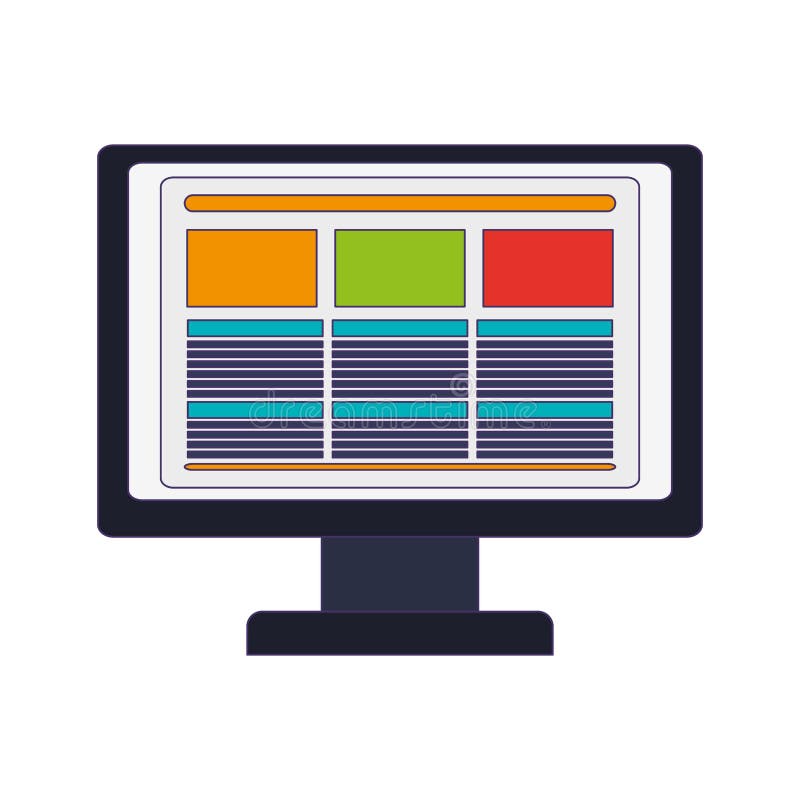 Computer Screen Website Blue Lines Stock Vector - Illustration of ...