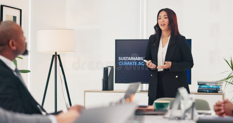Computer Screen, Woman and Pitch Idea in Boardroom with Vision and ... Computer Screen, Woman and Pitch Idea in Boardroom with Vision and ...