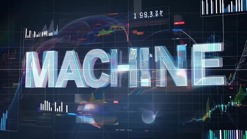 A Computer Screen with a Word Machine Written in Neon Colors Stock ...