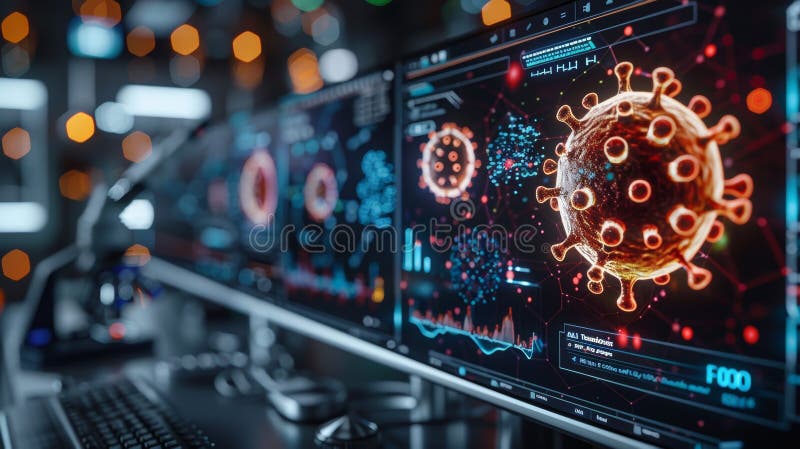 Computer Screens Display a Digital Representation of the Coronavirus ...