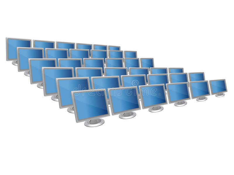 Computer screens in row stock vector. Illustration of hardware - 14333087