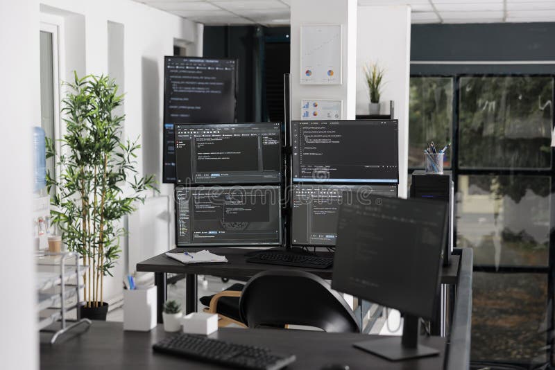 Computer Screens Showing Parsing Html Code In Empty It Office Editorial Image Image Of Window
