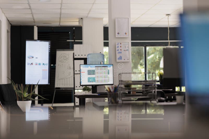 Computer Screens on with Statistics and Data Stock Photo - Image of ...