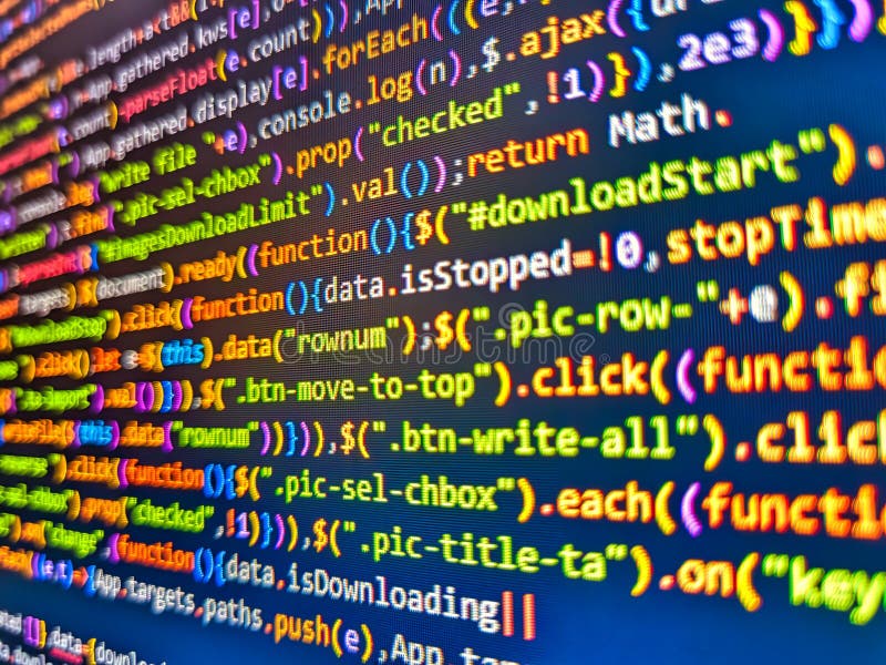 Computer Script Coding Source Code On Desktop Monitor Computing Cyberspace Future And